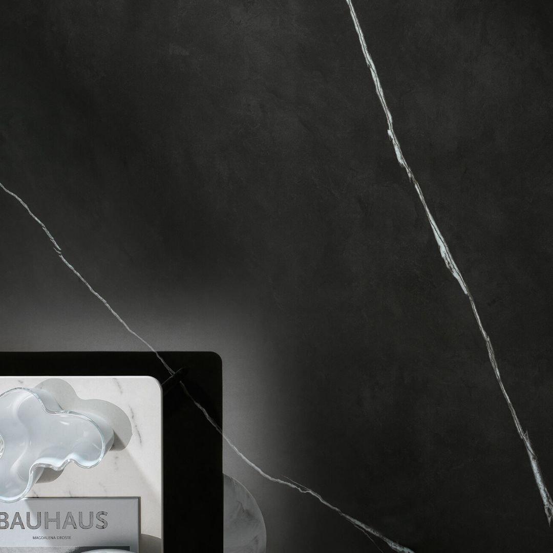 Marvel Meraviglia Black Origin Matt Marble Effect Porcelain Wall and F ...