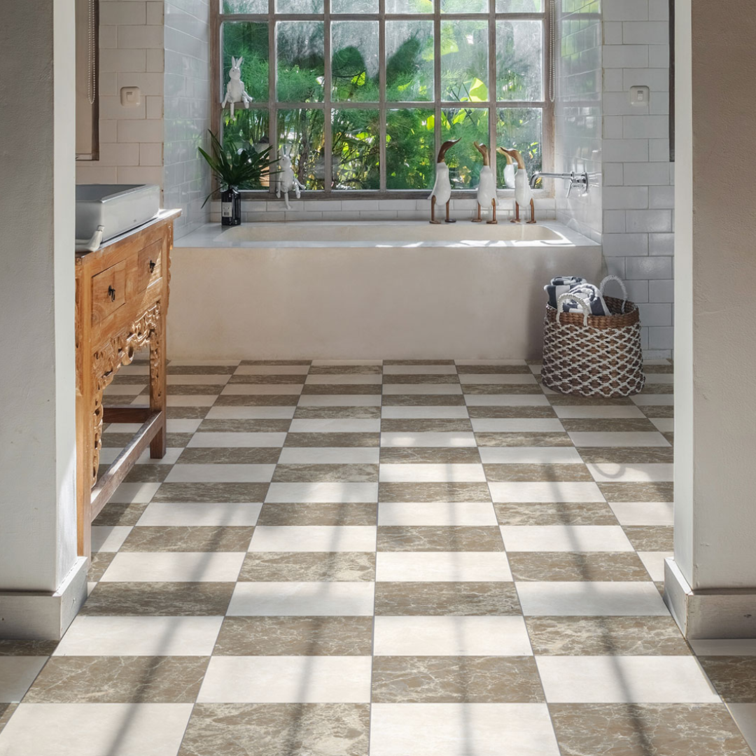Classica Marble Effect Porcelain Wall and Checkered Floor Tile ...
